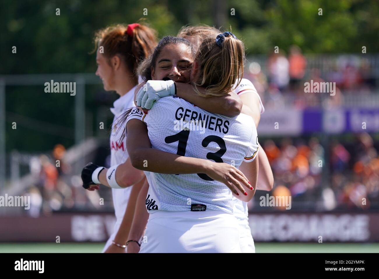 AMSTELVEEN, NETHERLANDS - JUNE 13: Alix Gerniers of Belgium celebrating ...