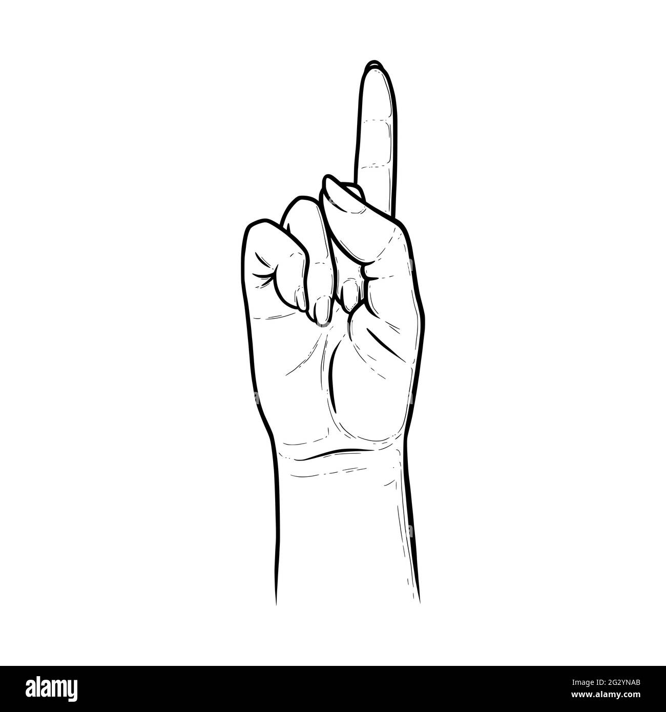 Raised index finger showing number one. Finger pointing in certain ...