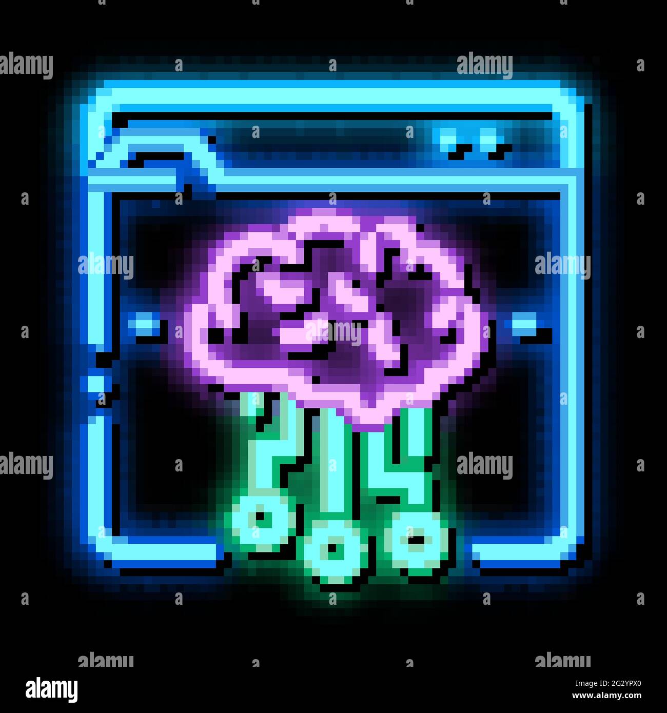 digital ai machine learning neon glow icon illustration Stock Vector ...