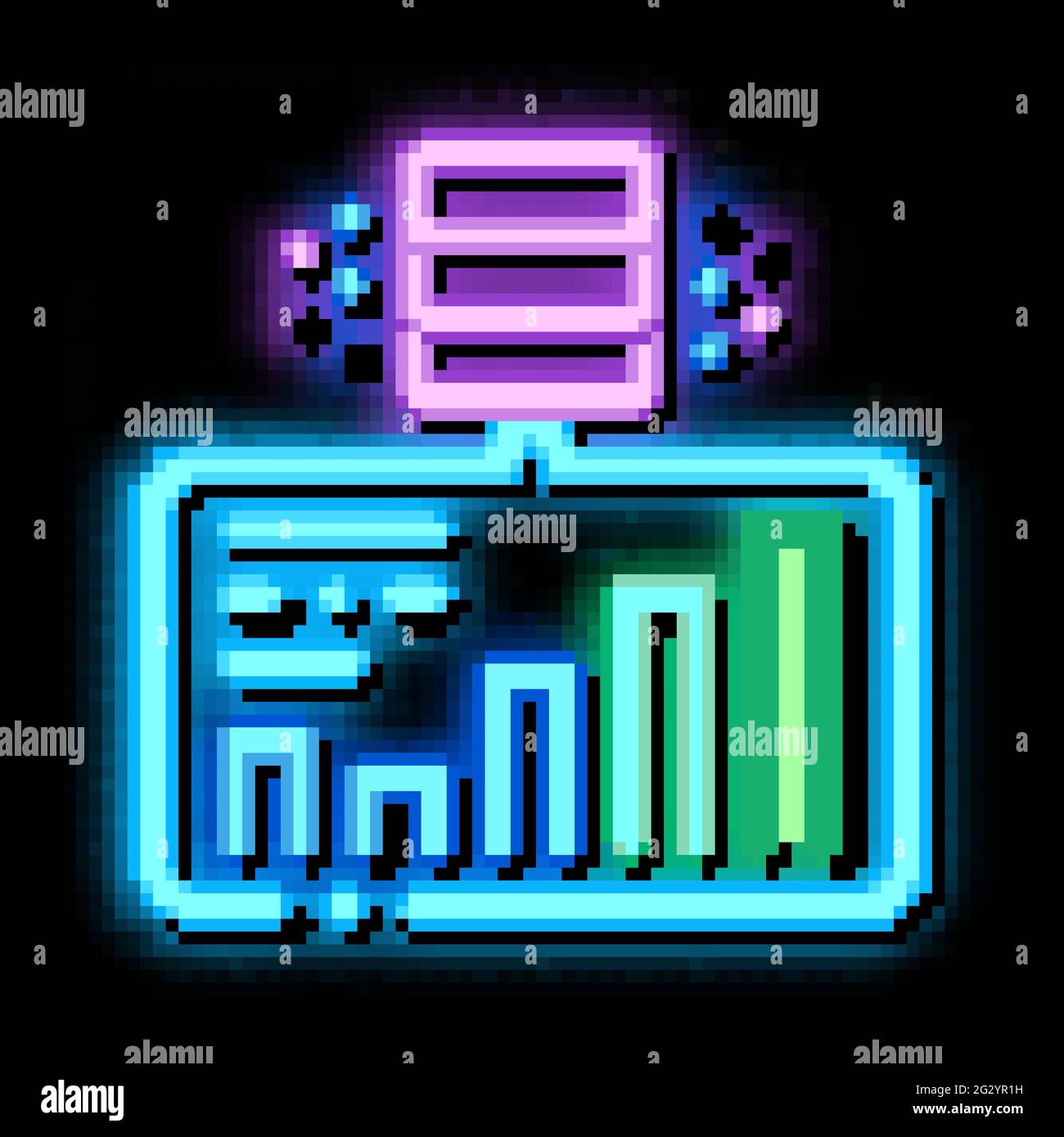 infographic research of machine learning neon glow icon illustration ...