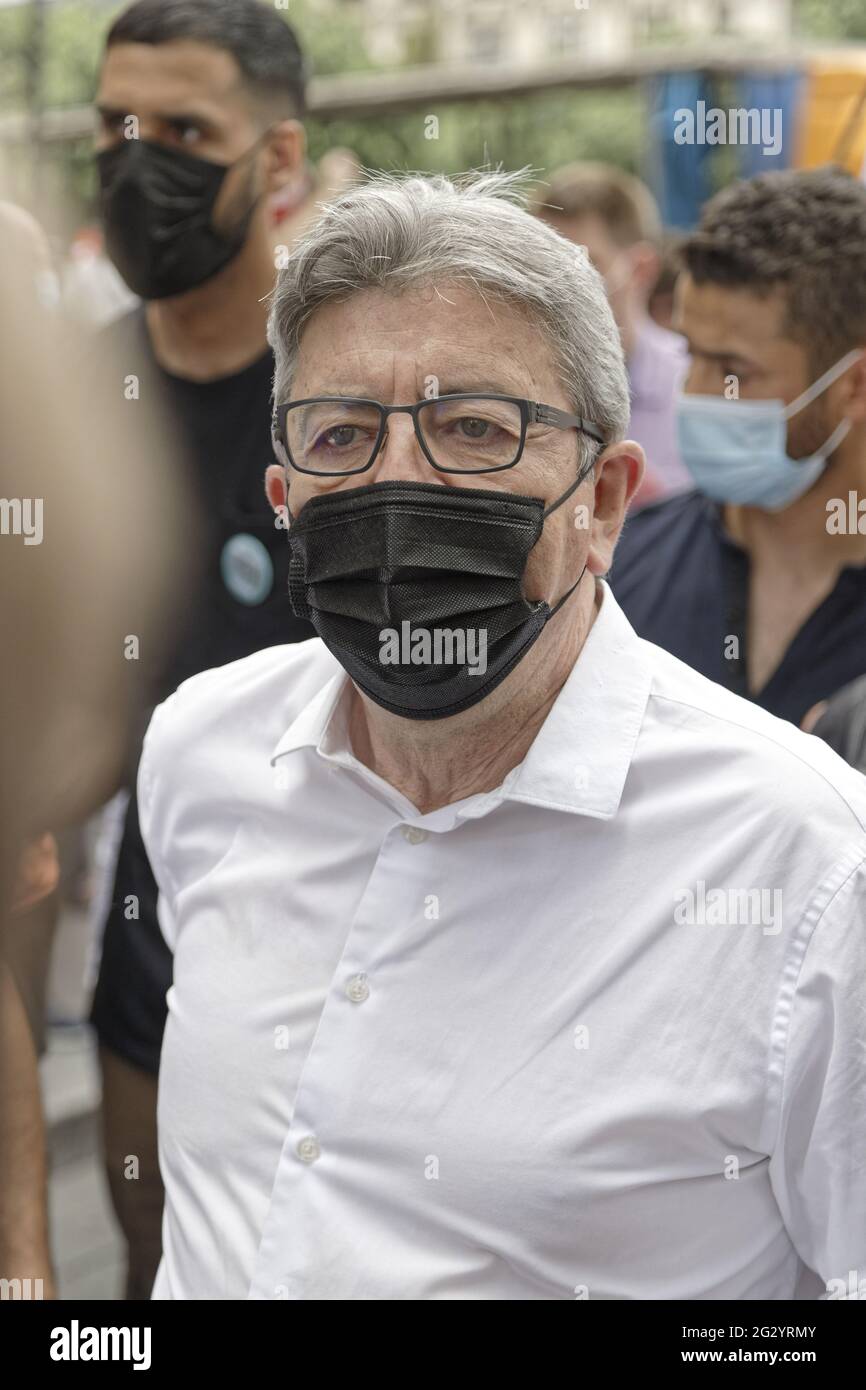 Paris, France. 6th June, 2021. Jean-Luc Mélenchon attends at the ...