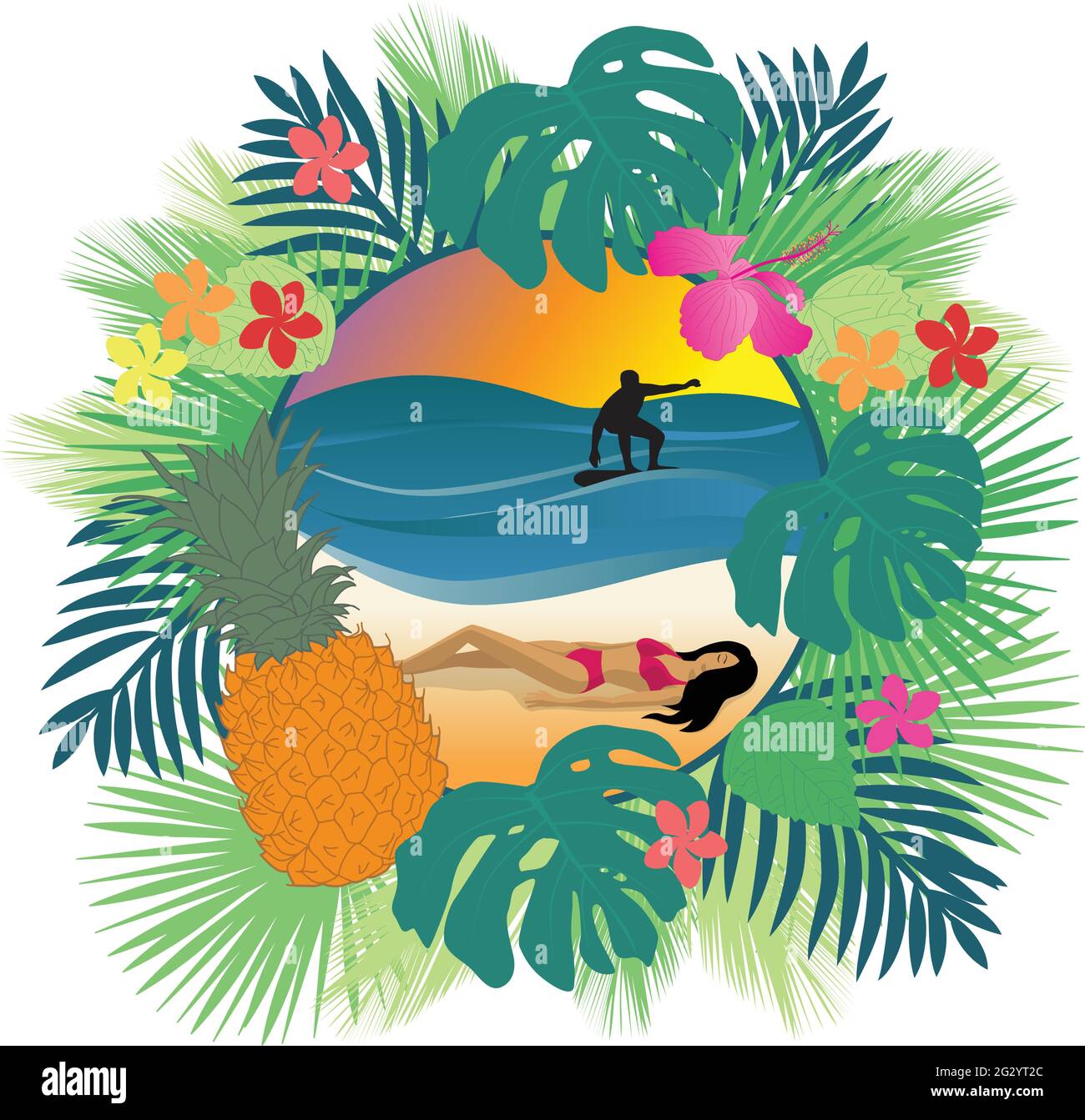 woman on the beach Stock Vector Image & Art - Alamy