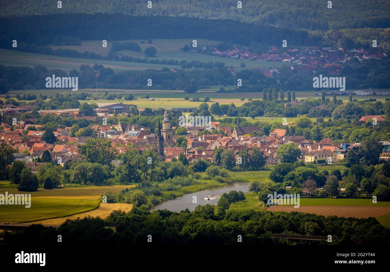 Rinteln, Germany. 13th June, 2021. View from the "Jahrtausendblick" in ...