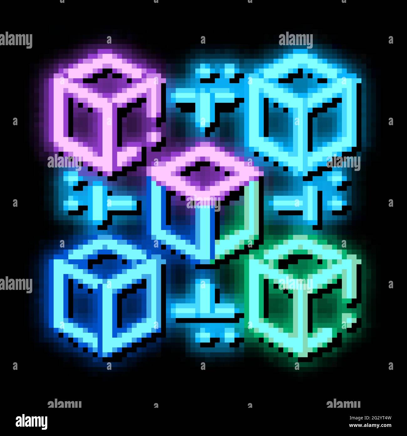 3d machine learning neon glow icon illustration Stock Vector Image ...