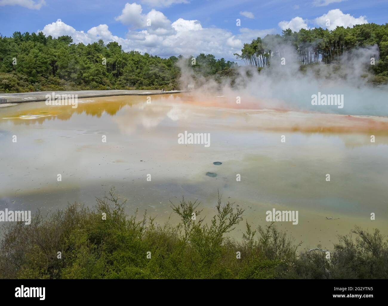 Champagne Pool at a geothermal area named Waiotapu in New Zealand Stock ...