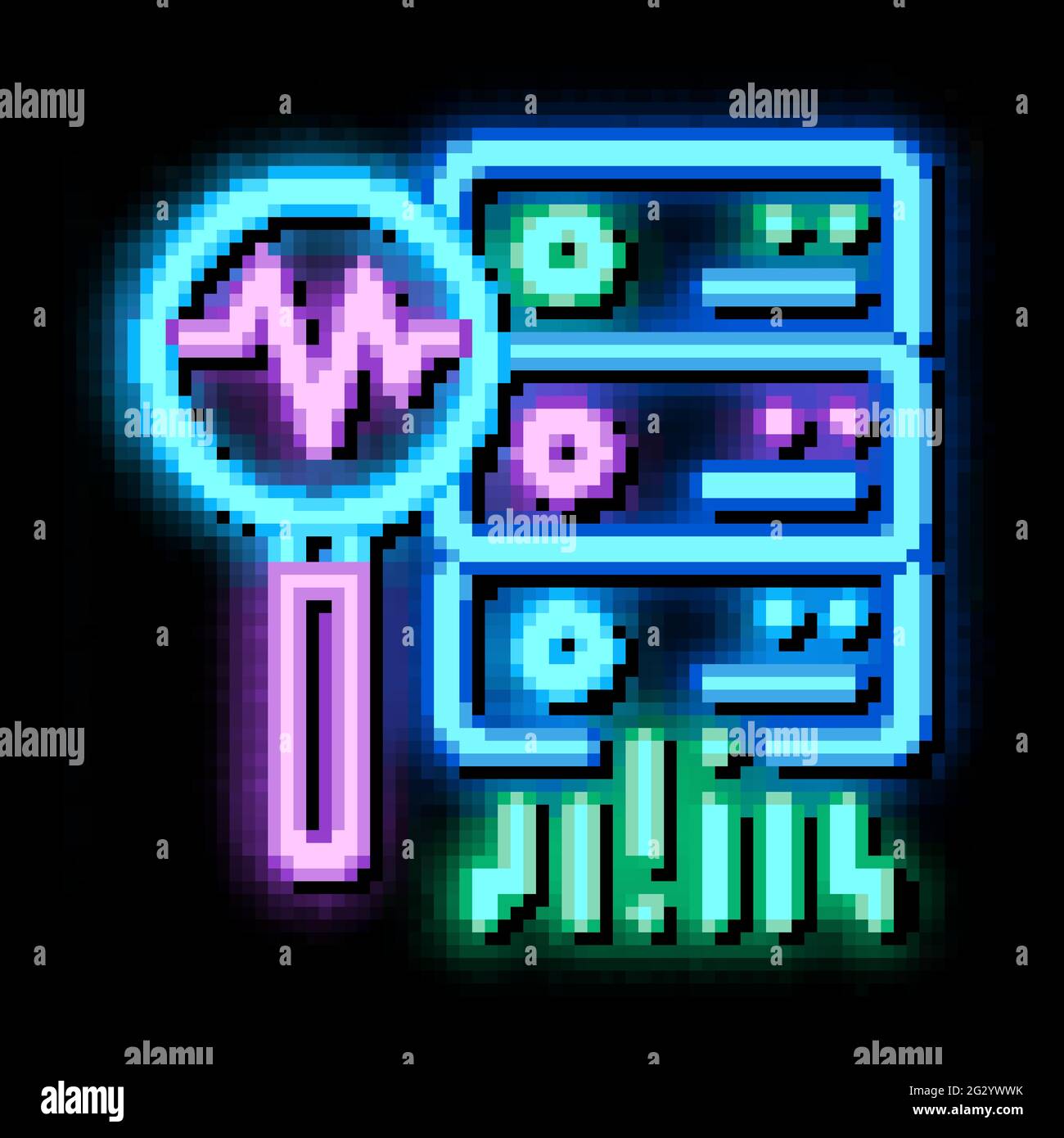 analyze of machine learning neon glow icon illustration Stock Vector ...