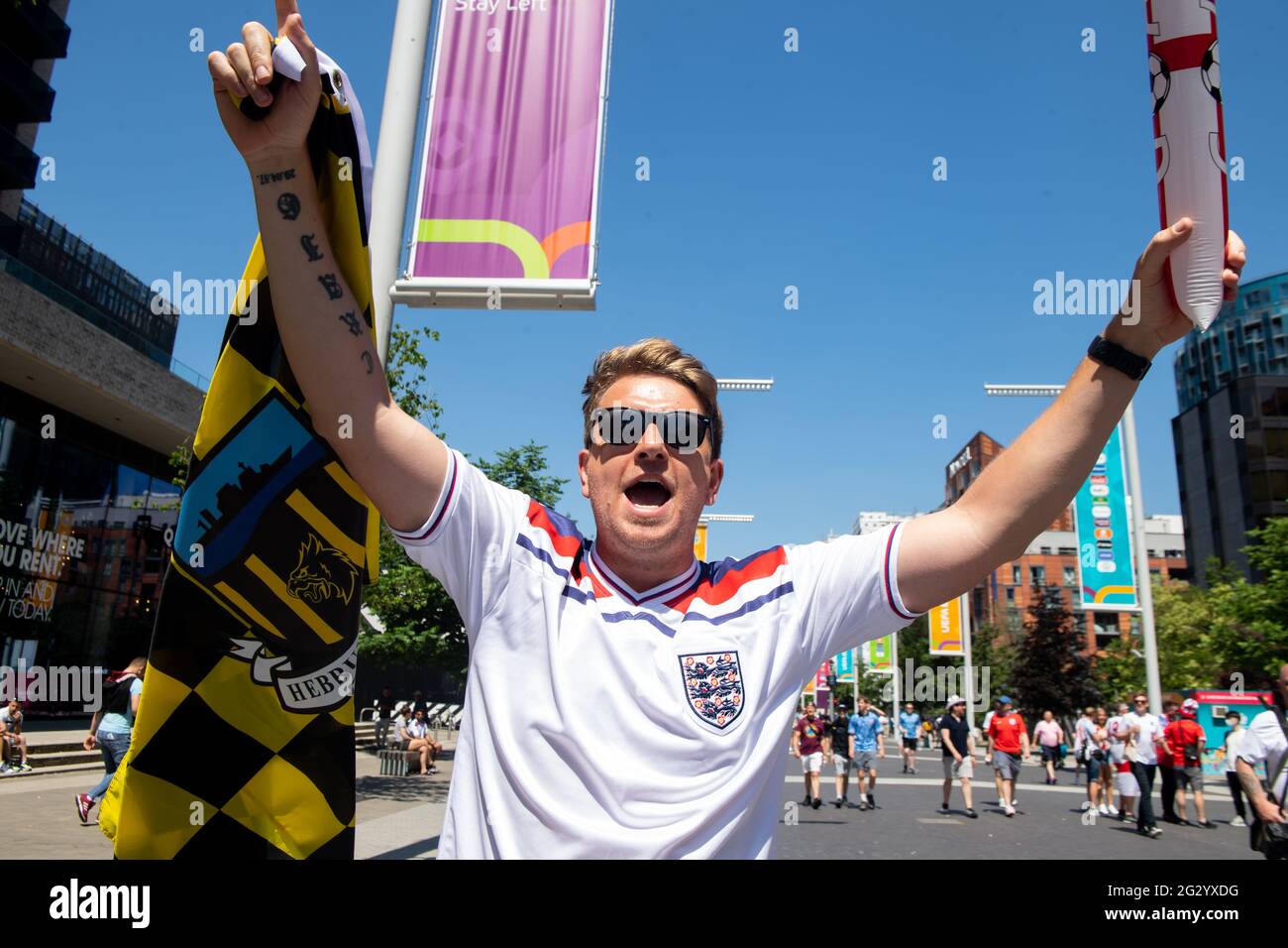 London, UK. 13th June, 2021. England fans exicted prior to the UEFA ...