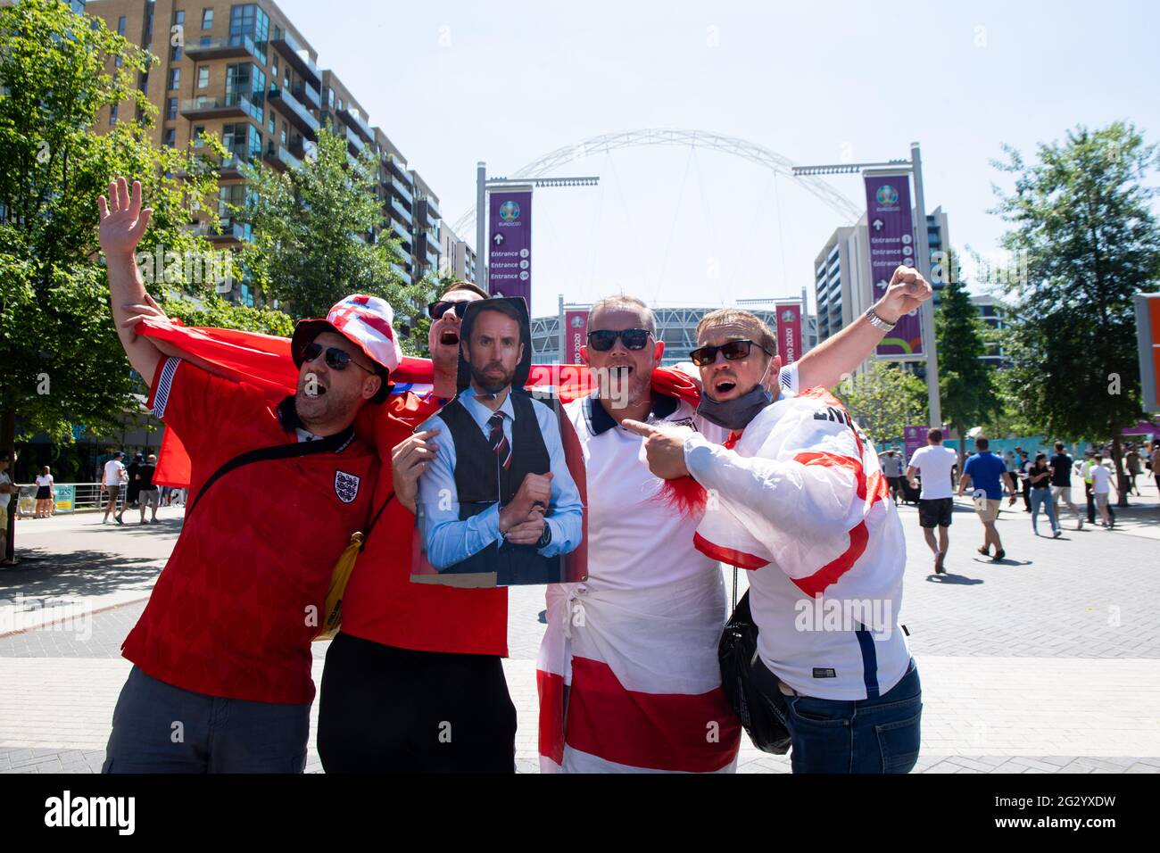 London, UK. 13th June, 2021. England fans exicted prior to the UEFA ...
