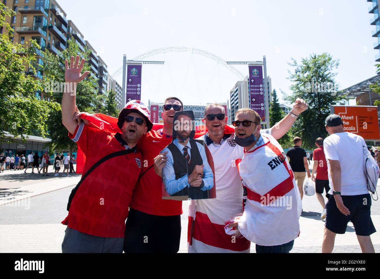 London, UK. 13th June, 2021. England fans exicted prior to the UEFA ...