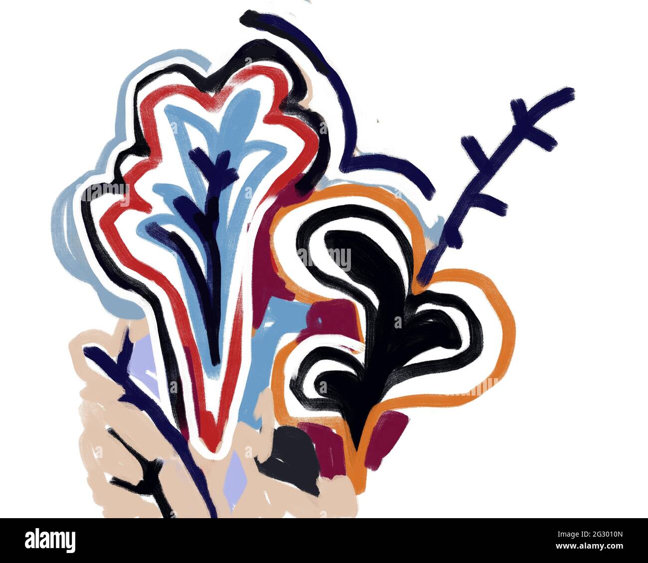 Flower street art painting with color and bold line, outsider art and ...