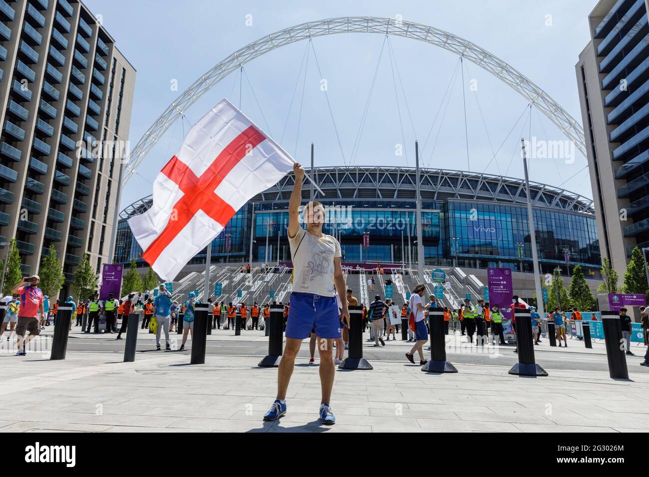Wembley Stadium, Wembley Park, UK. 13th June 2021. England fan with a ...