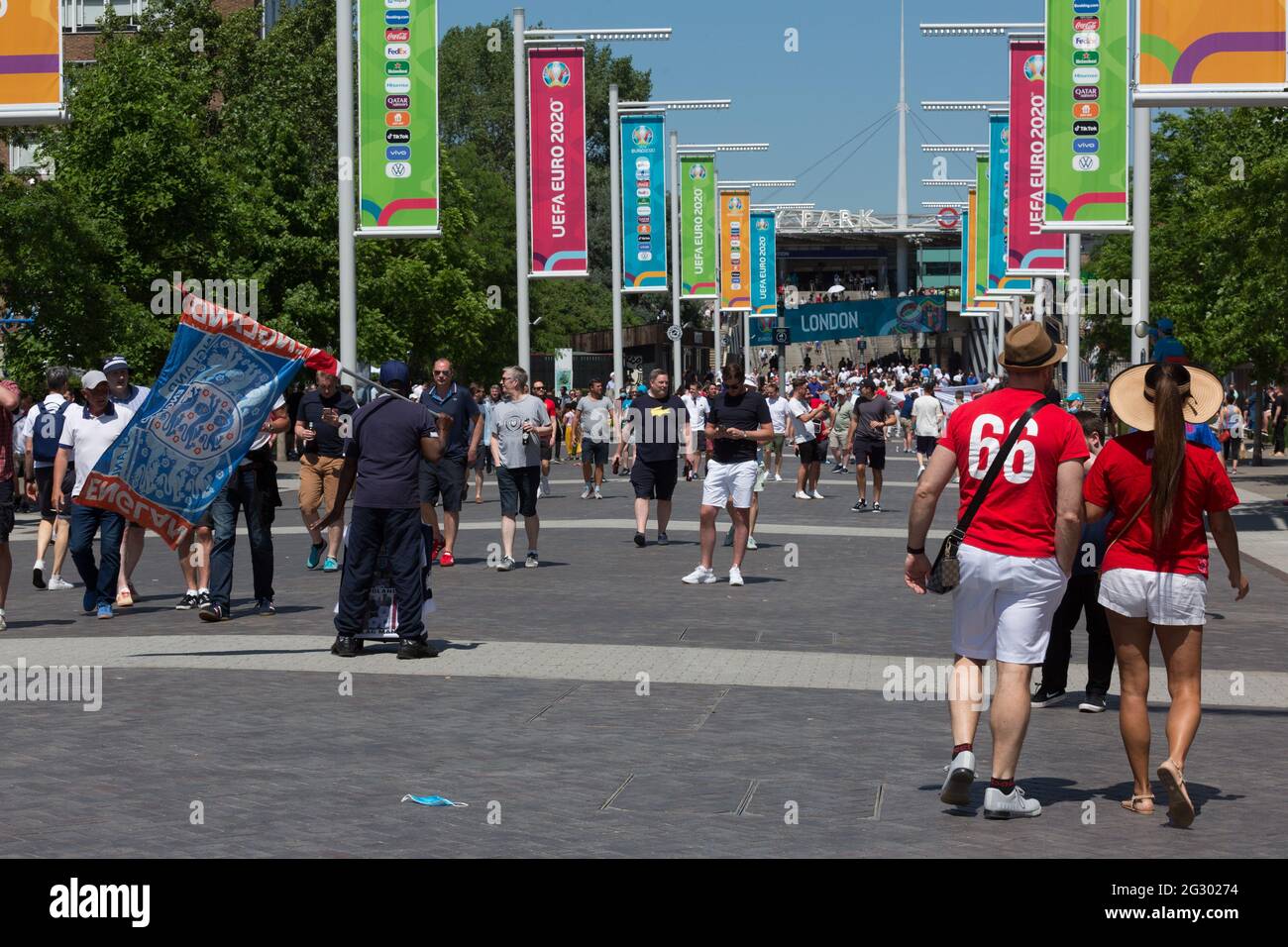 Wembley Stadium, Wembley Park, UK. 13th June 2021. Football fans ...