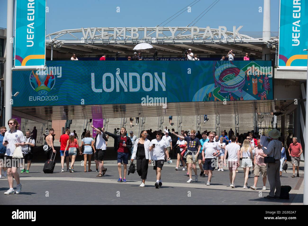 Wembley Stadium, Wembley Park, UK. 13th June 2021. Football fans ...