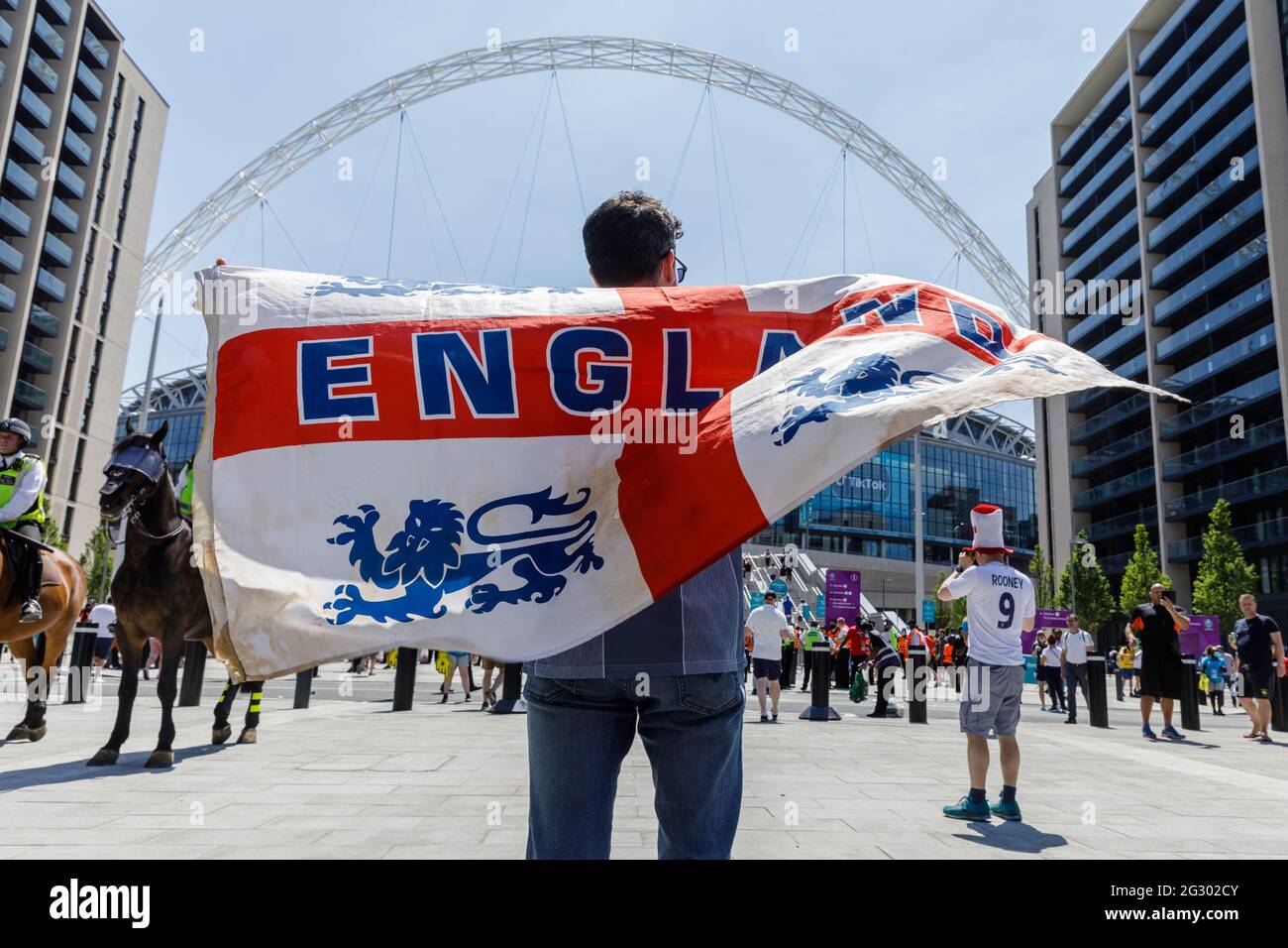 Wembley Stadium, Wembley Park, UK. 13th June 2021. England fan with a ...