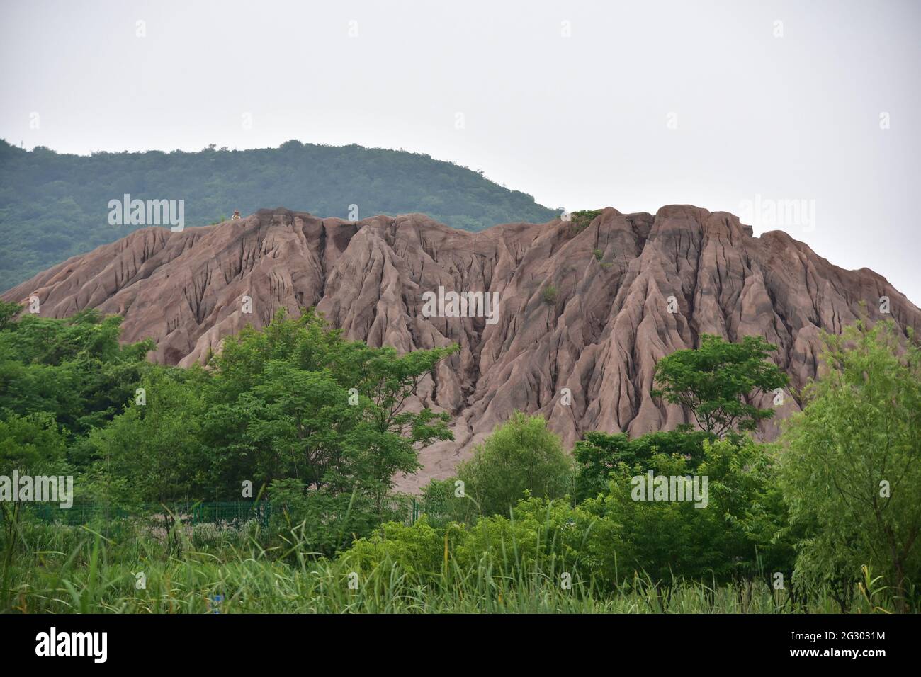 NANJING, CHINA - JUNE 12, 2021 - An aerial view of a quarry in Nanjing ...
