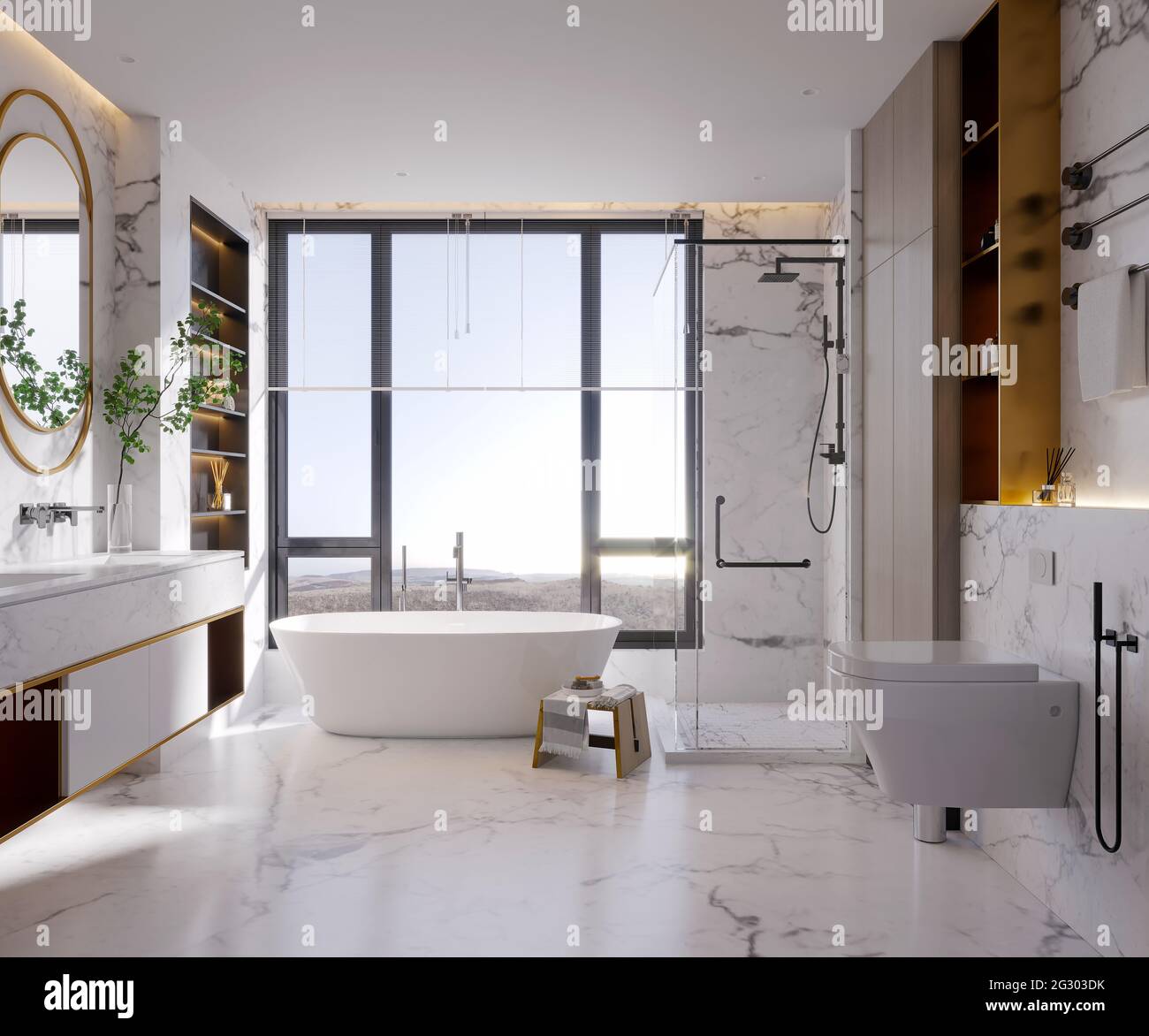 3d render of luxury bathroom Stock Photo - Alamy