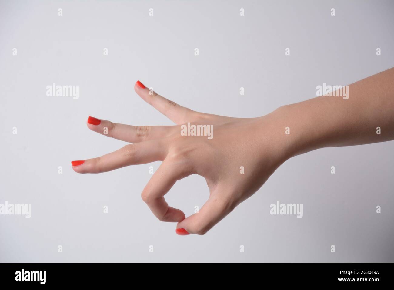 Female hand gesture - ok ,everything is good, right ,zero empty place ...