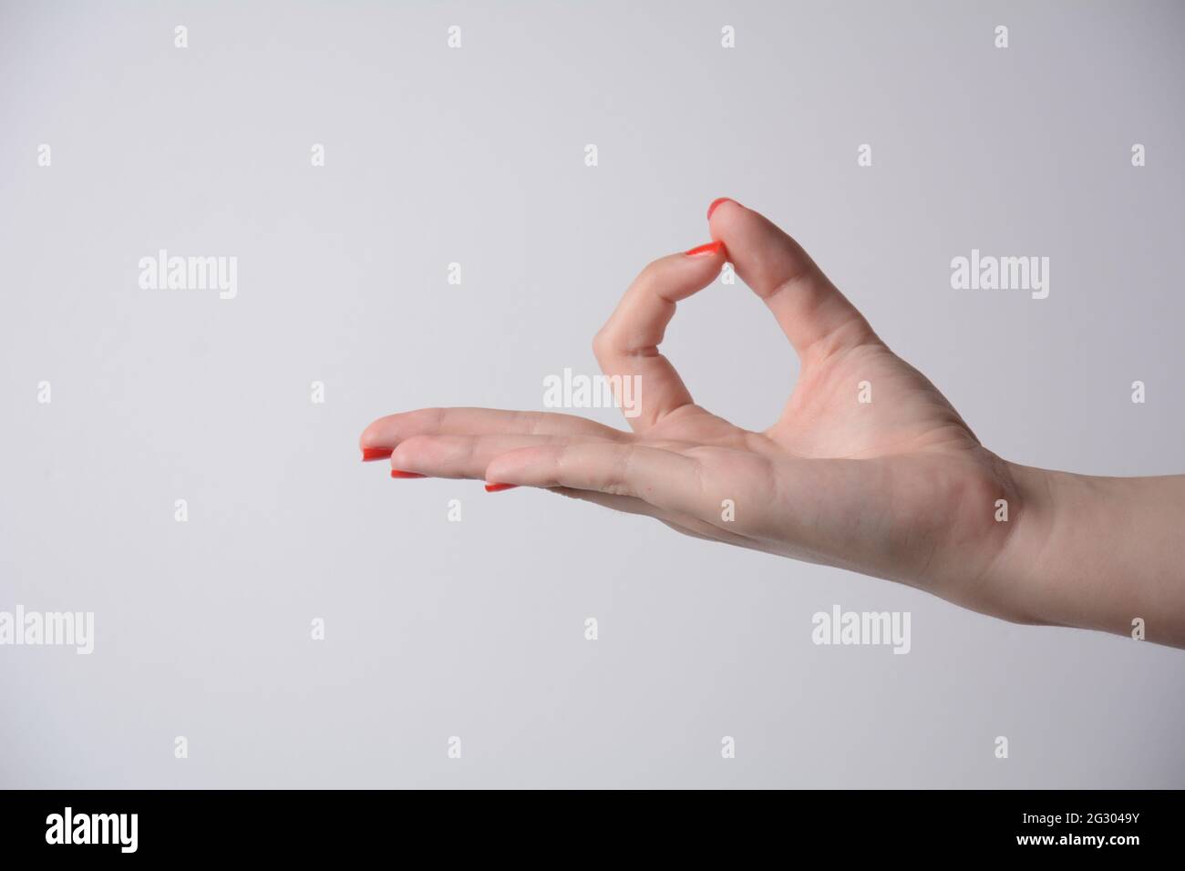 Female hand gesture - ok ,everything is good, right ,zero empty place ...