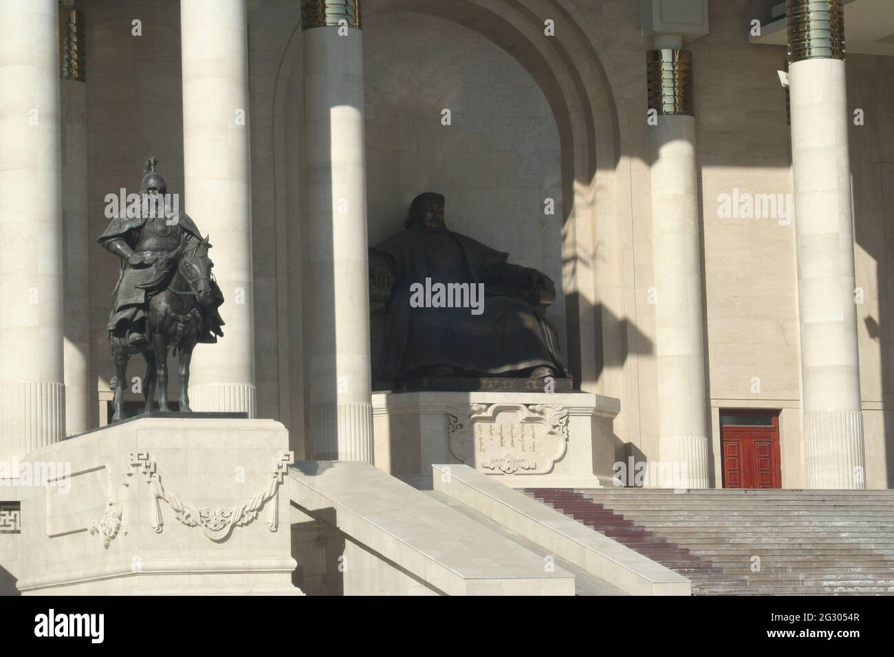 Chinggis Khaan with his General Bo'orchu Statues at the front of the ...