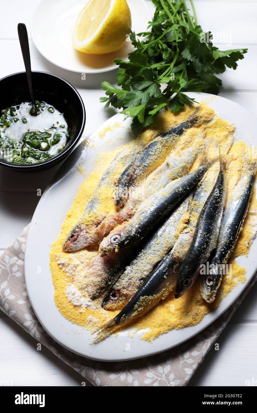 Dish cleaned fresh sardines hi-res stock photography and images - Alamy