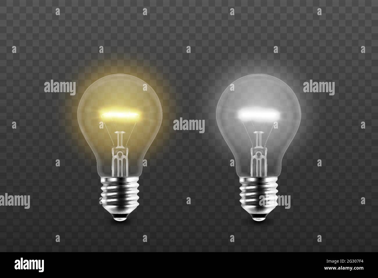 Vector 3d Realistic Yellow and White Glowing, Turned Off Electric Light ...