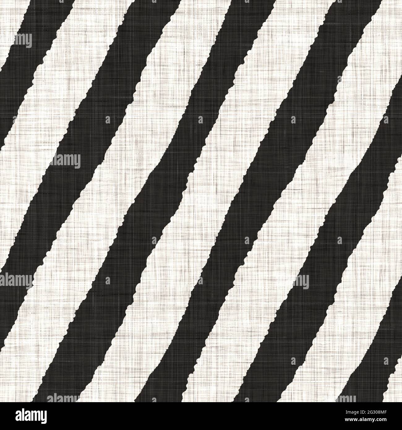 Seamless black white woven cloth stripe linen texture. Two tone ...