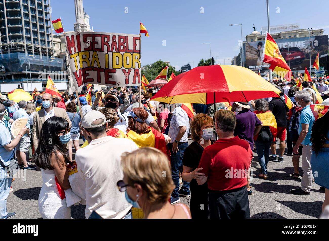 Protesters rally in Colon Square. Thousands of people in Madrid are ...