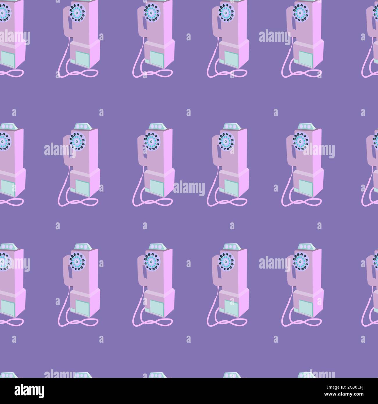 Seamless pattern retro phone design in bright neon colors. Illustration ...
