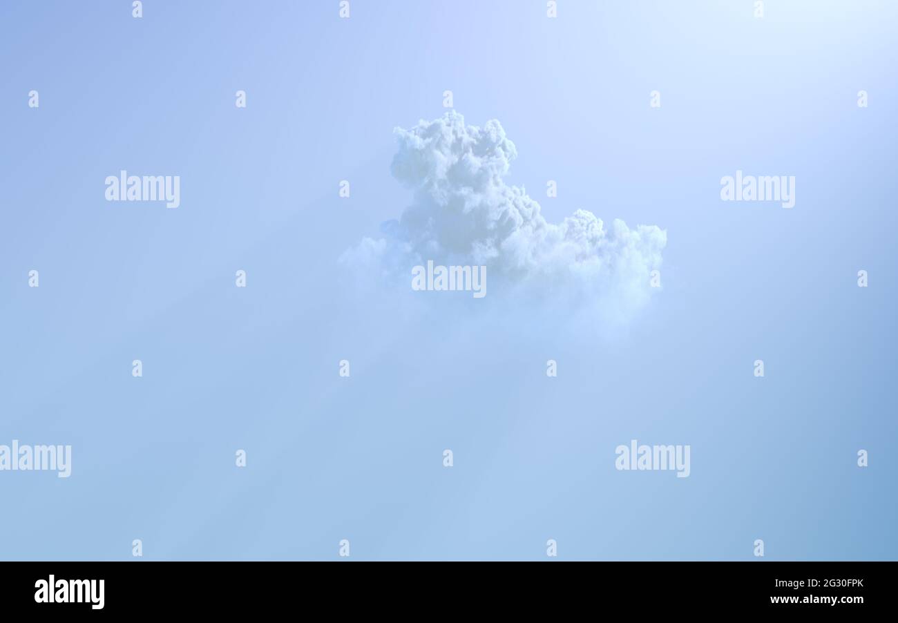 alone cloud with sun beams - cgi nature 3D illustration Stock Photo - Alamy