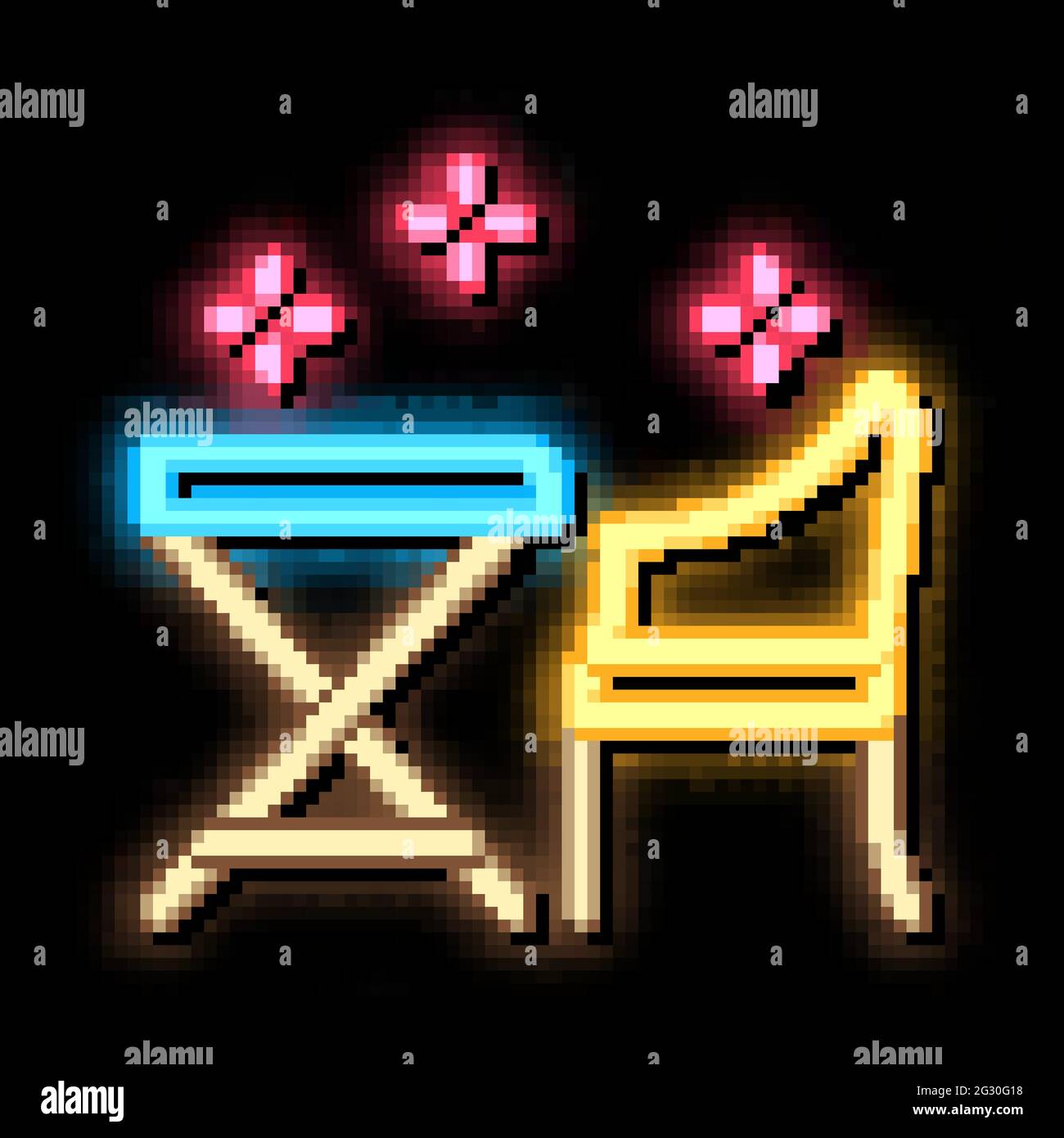 table and chair neon glow icon illustration Stock Vector Image & Art ...