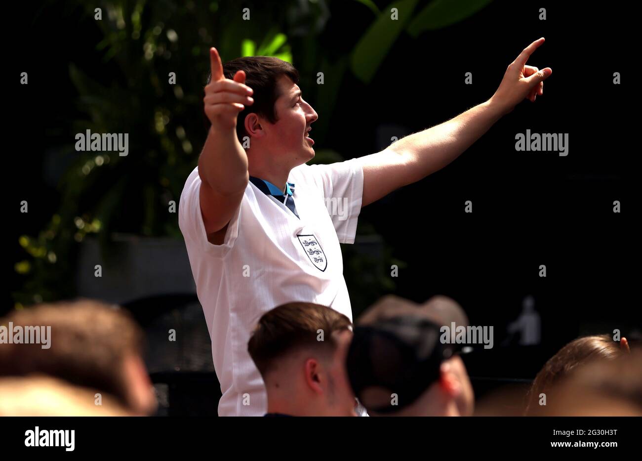 Fans at BOXPARK in Croydon as they watch the UEFA Euro 2020 Group D ...