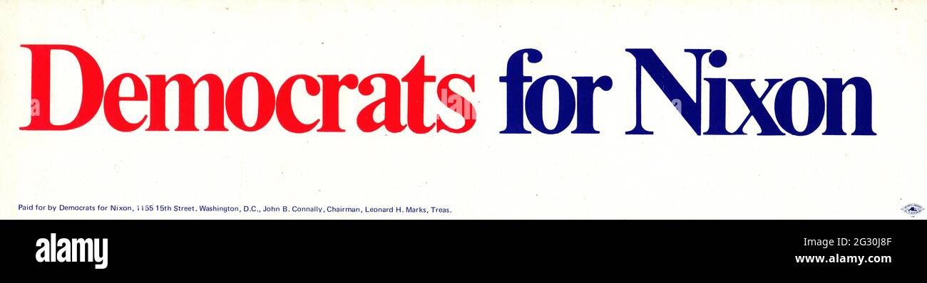Democrats for Nixon Bumper Sticker Stock Photo - Alamy