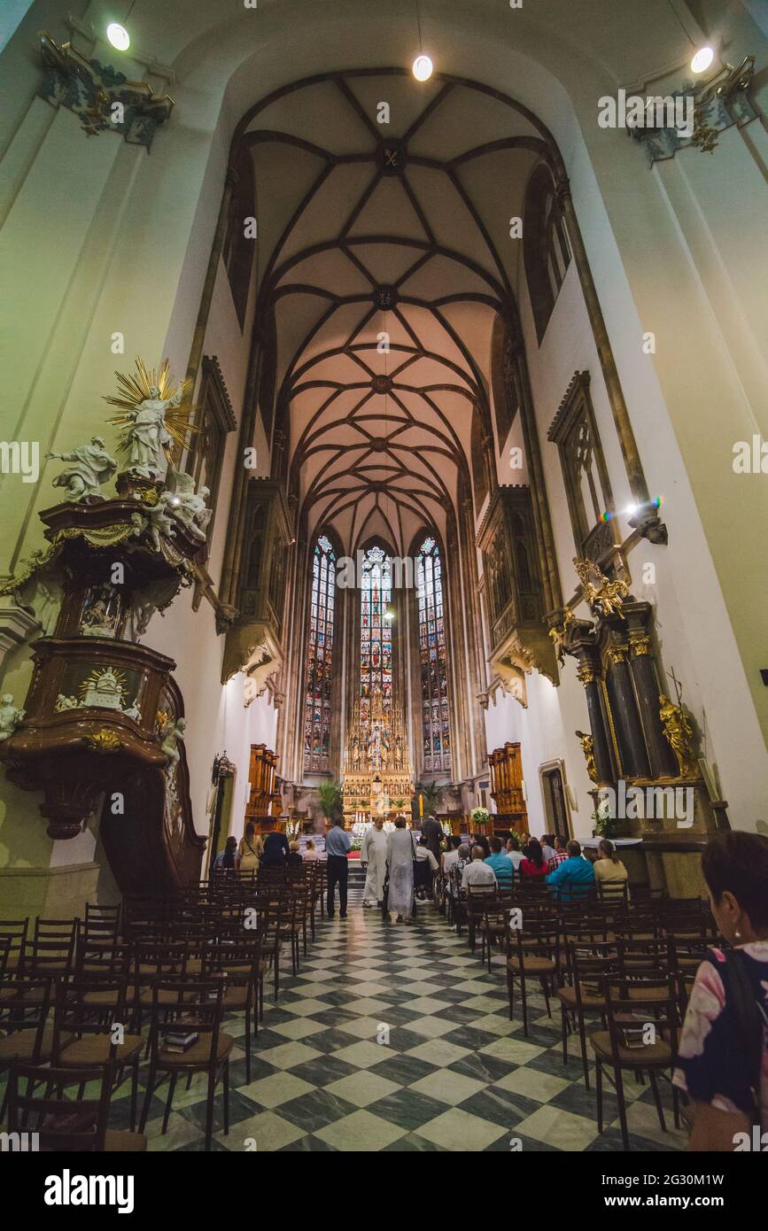 Brno, Czech Republic - June 16, 2019: interior view of old gothic ...