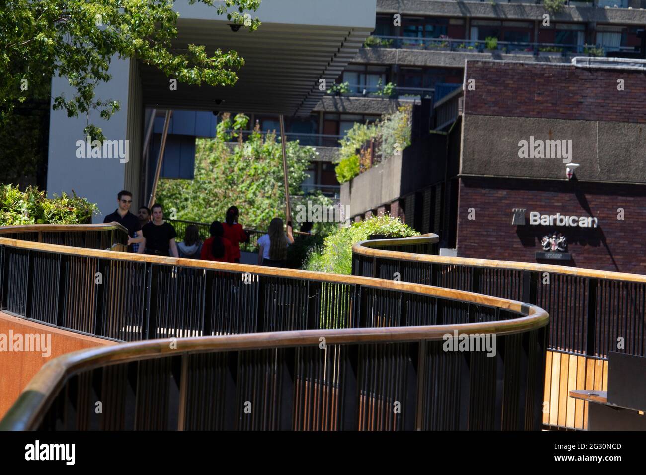St Alphage High Walk bridge, Barbican London Stock Photo - Alamy