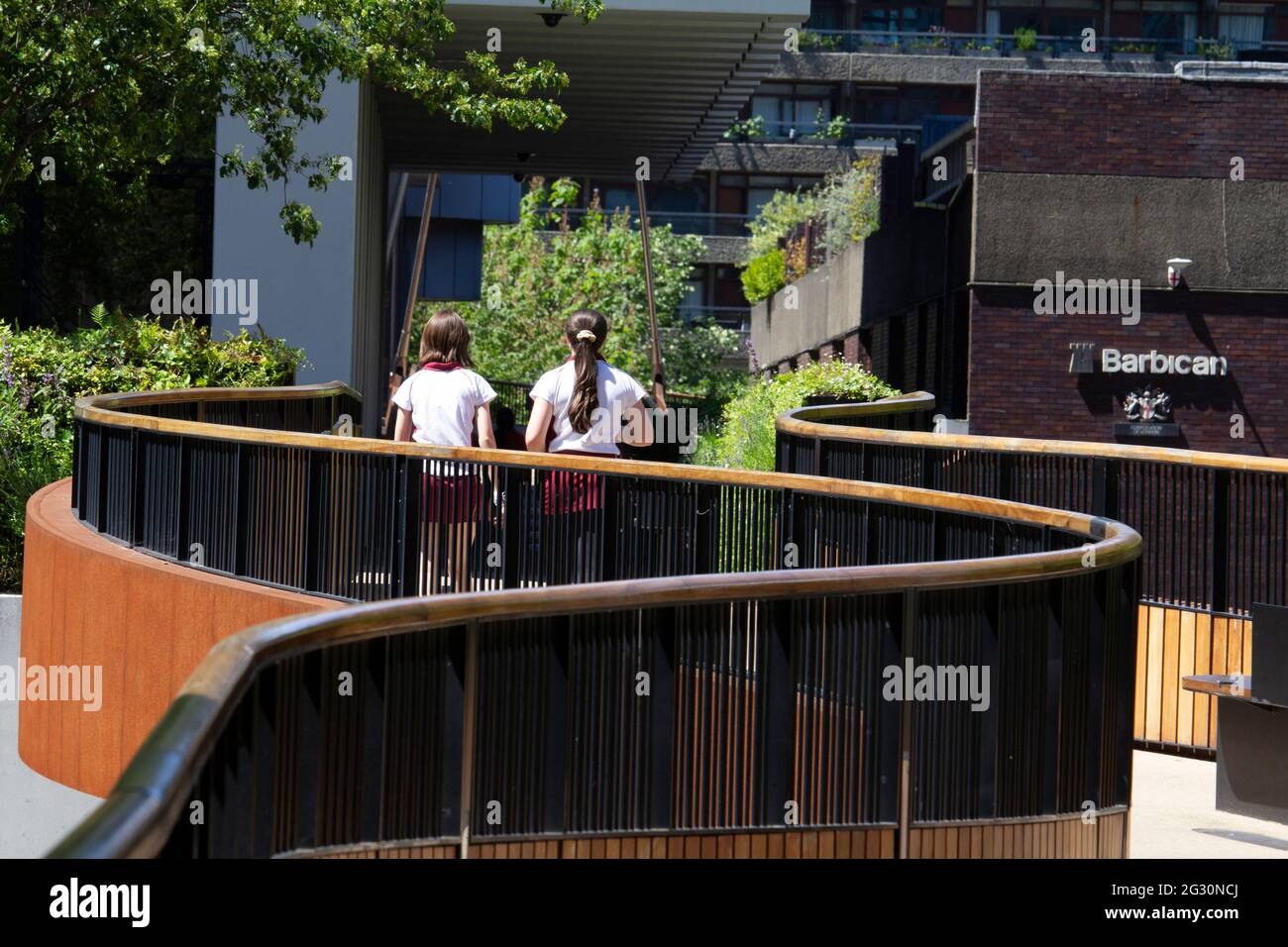 St Alphage High Walk bridge, Barbican London Stock Photo - Alamy