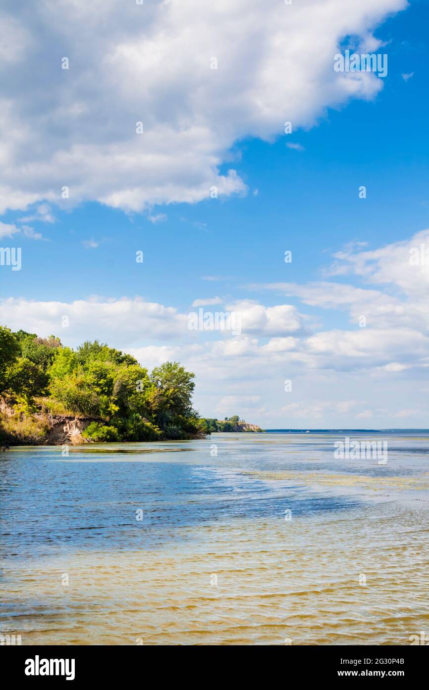 Beautiful panoramic landscape of Kaniv Reservoir, Ukraine Stock Photo ...