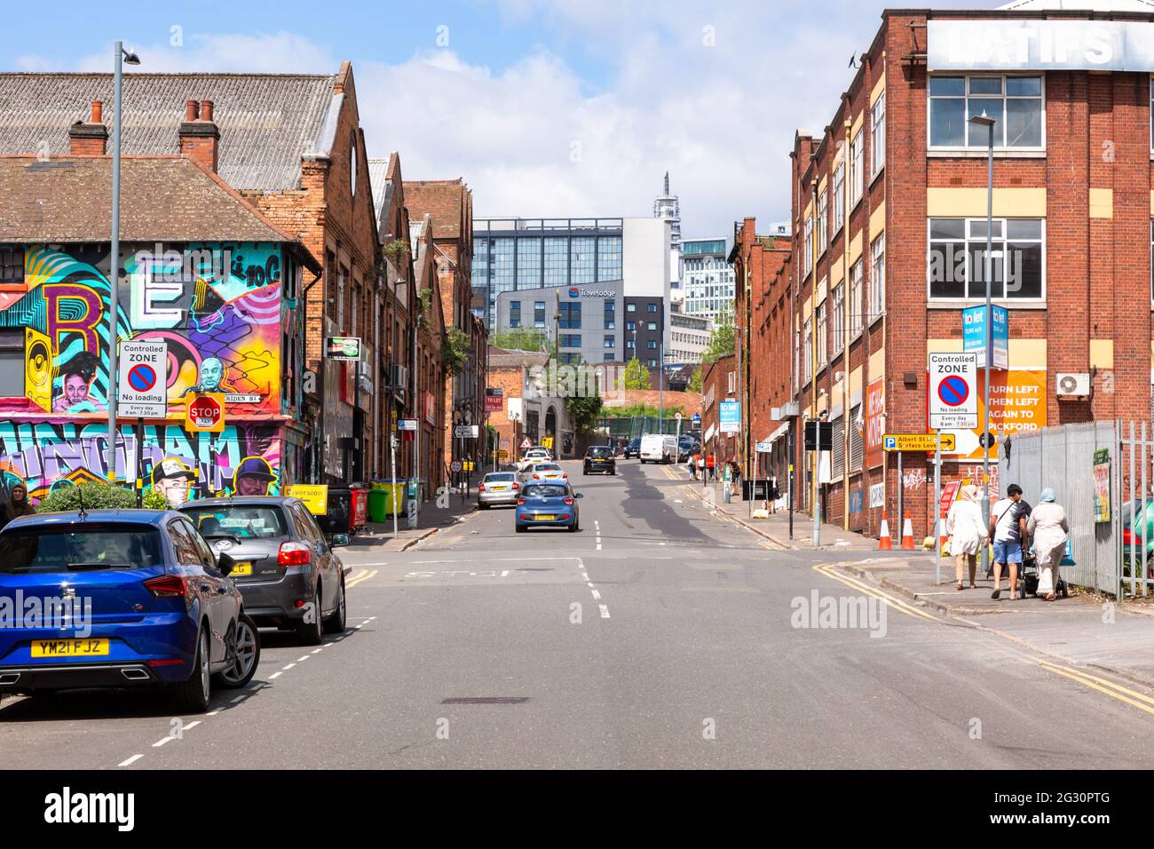 View up a street in Digbeth, Birmingham, UK Stock Photo - Alamy