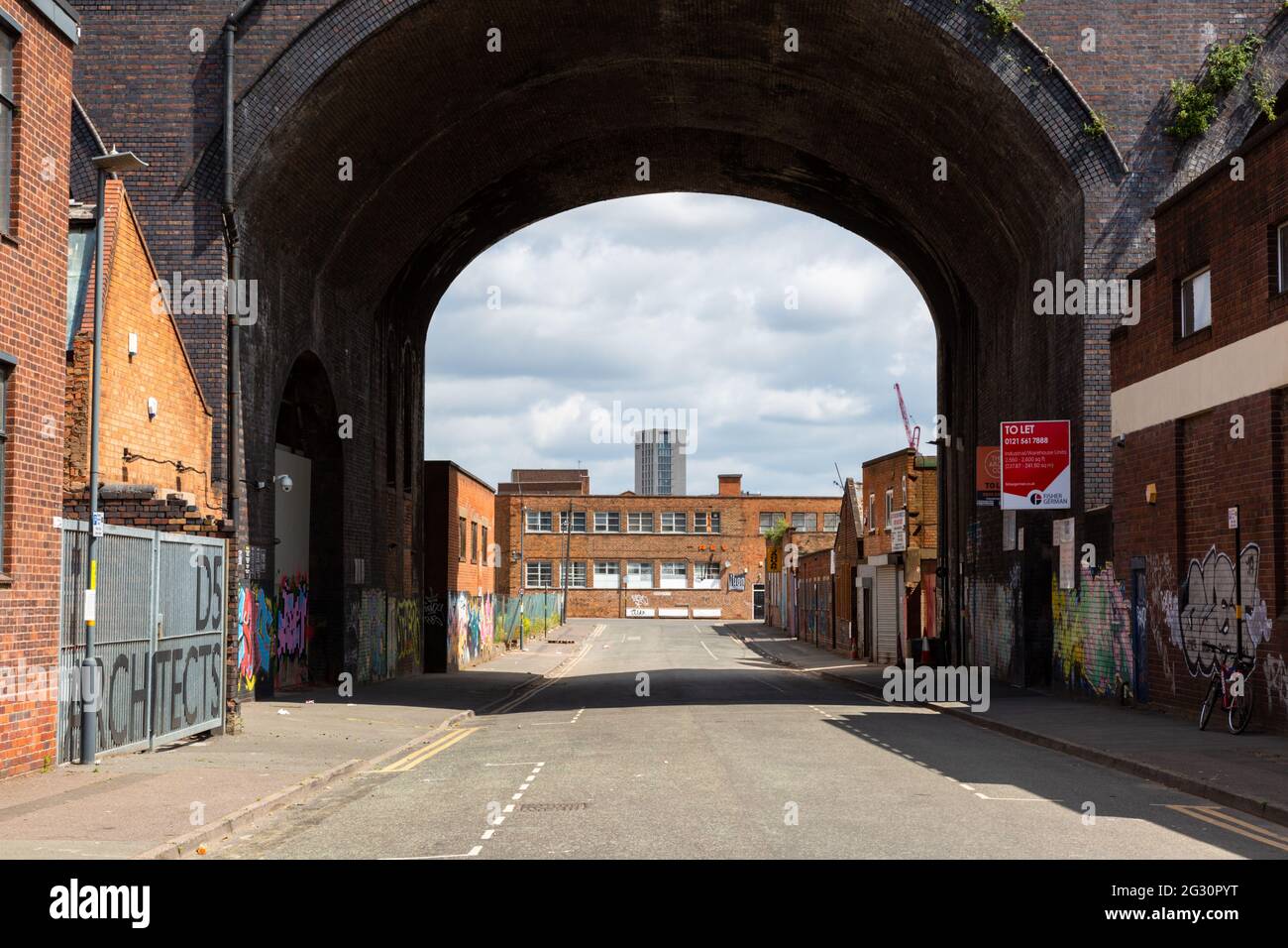 View under railway bridge, Digbeth, Birmingham, UK Stock Photo - Alamy
