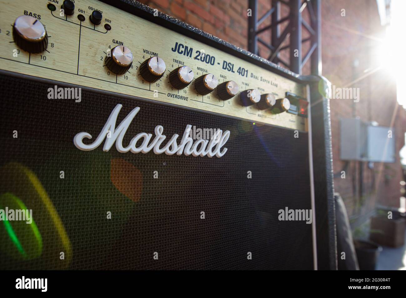 Milton Keynes, Great Britain - May , 2021: Closeup of Marshall cabinet ...
