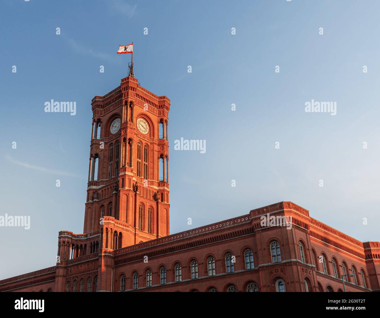 Berlin Town Hall (Rotes Rathaus) and Berlin Flag - Berlin, Germany ...