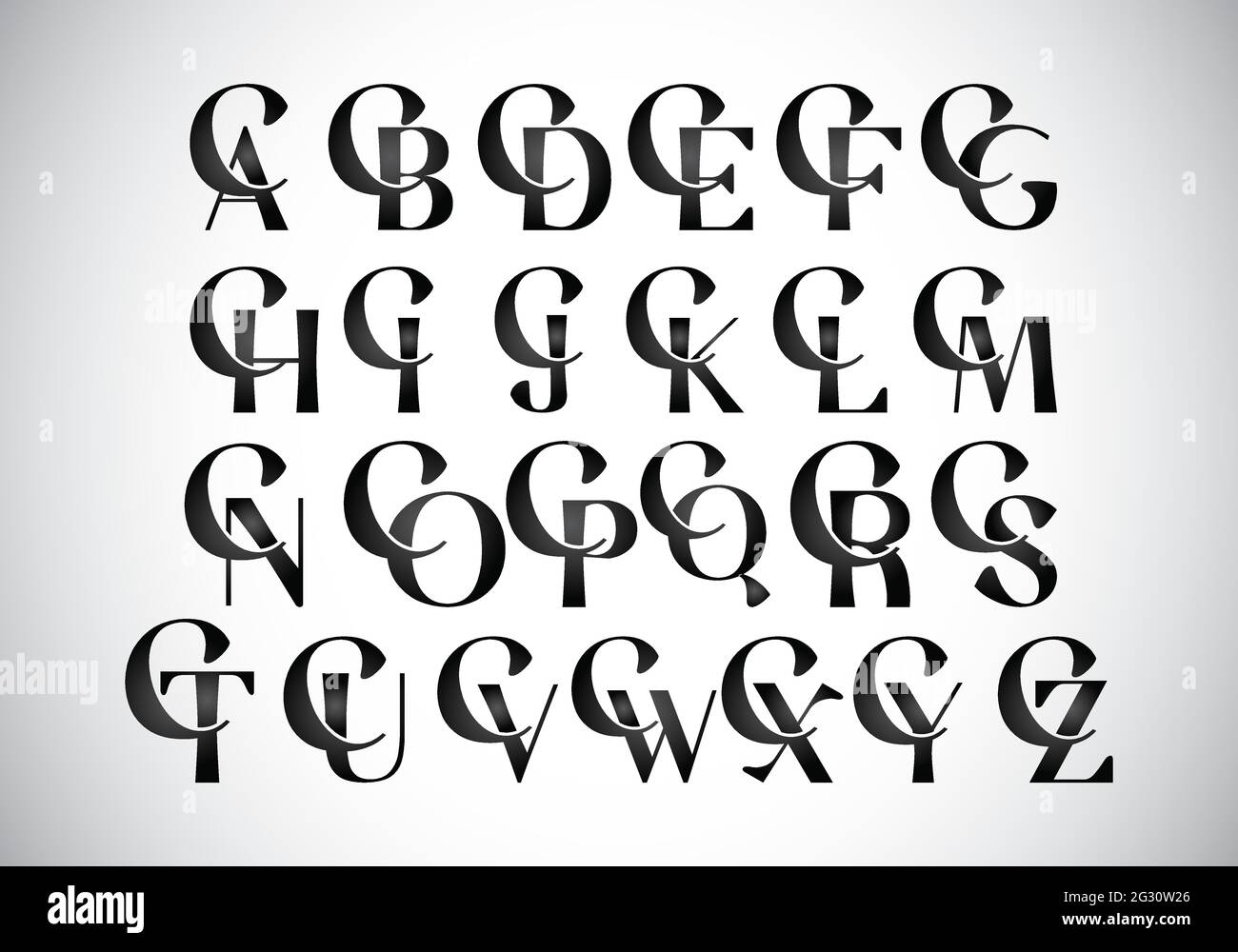 C and other alphabet letters monogram, Graphic Alphabet Symbol for ...