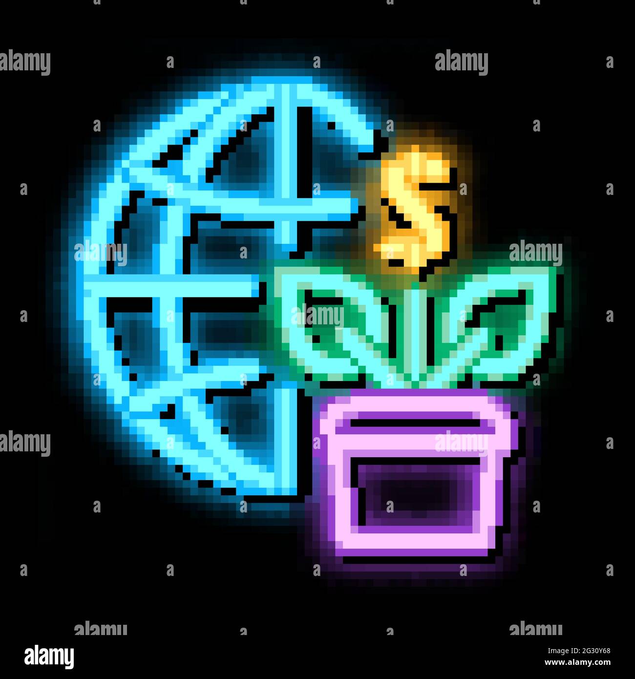growth financial plant and sphere neon glow icon illustration Stock ...