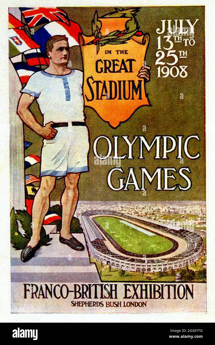 London Olympics -1908 - Vintage Olympic Poster - Franco-British ...