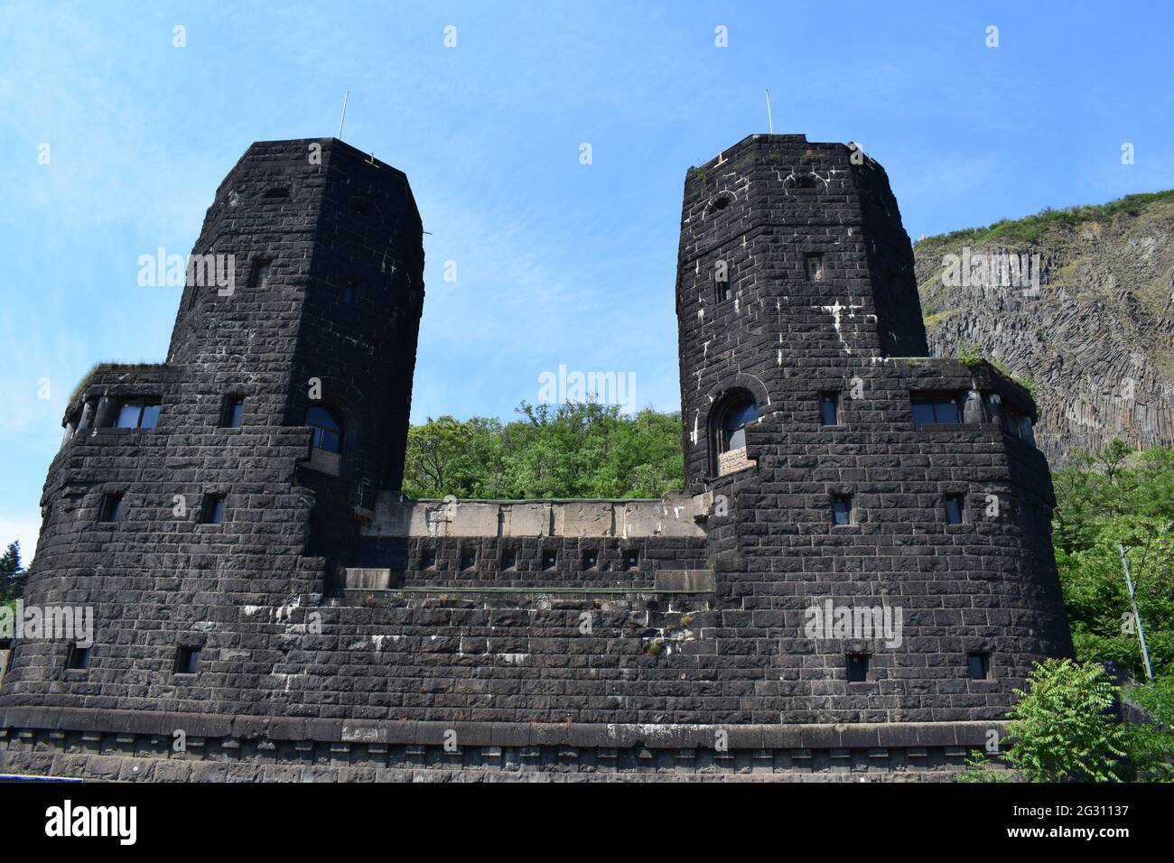 East towers of the bridge of Remagen Stock Photo - Alamy