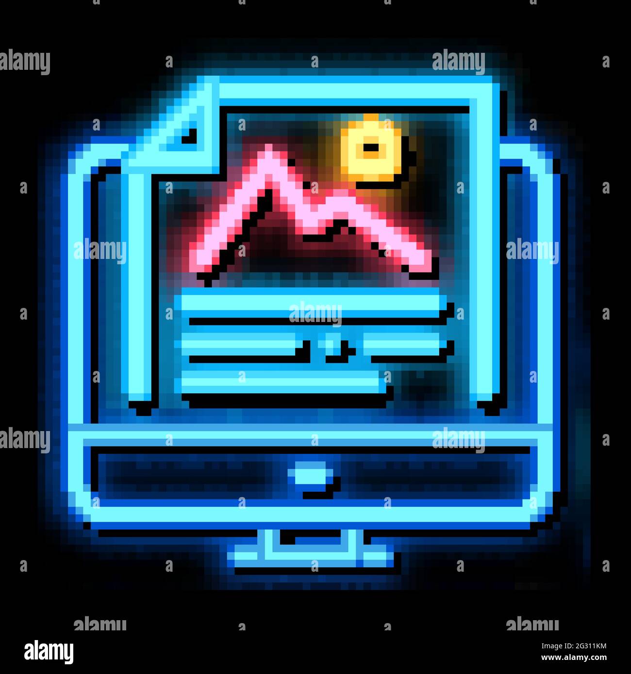 computer file picture characterisitcs neon glow icon illustration Stock ...