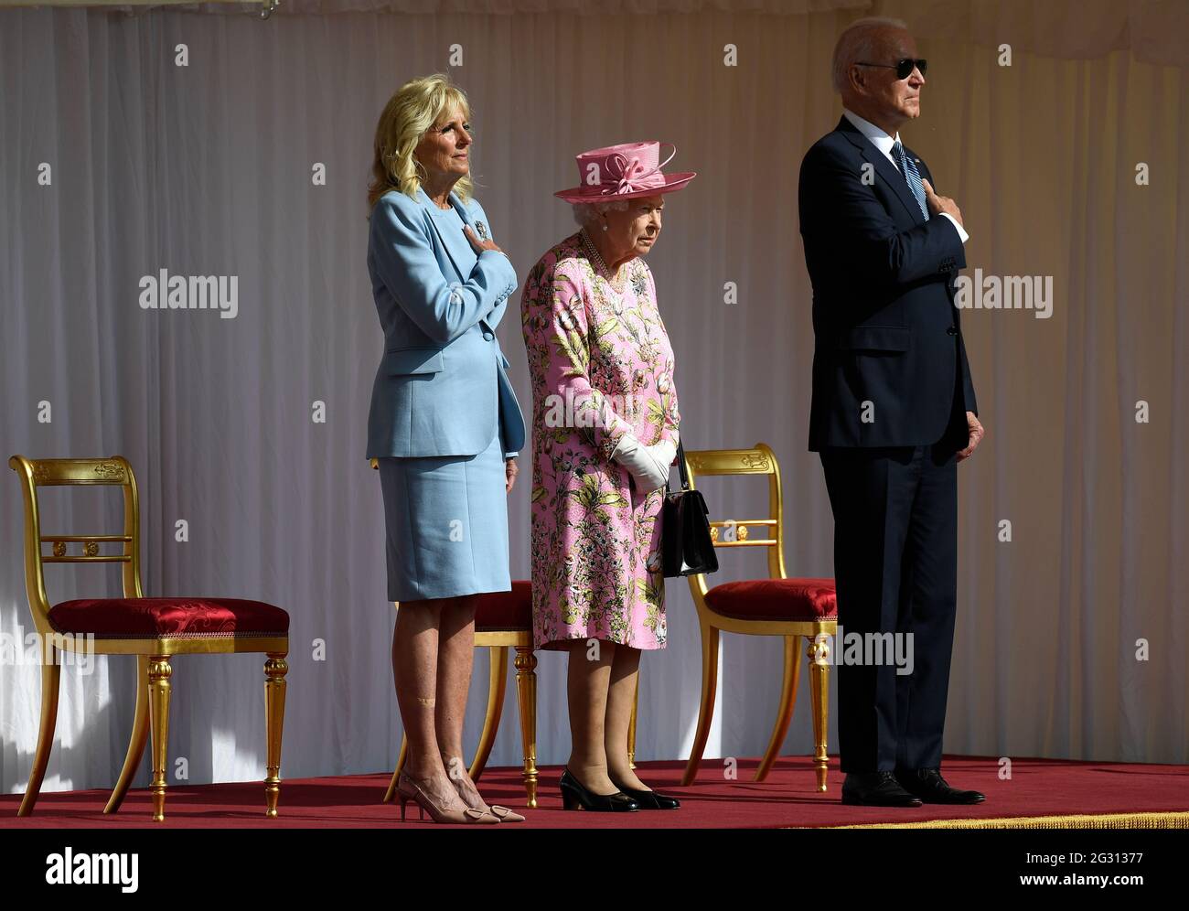 Queen Elizabeth II with US President Joe Biden and First Lady Jill ...