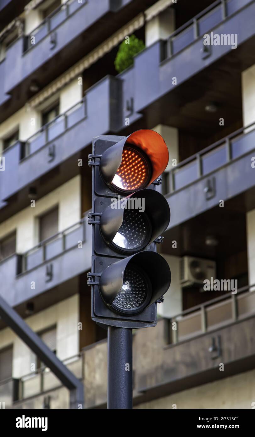 Red traffic light in city, construction and architecture, traffic Stock ...