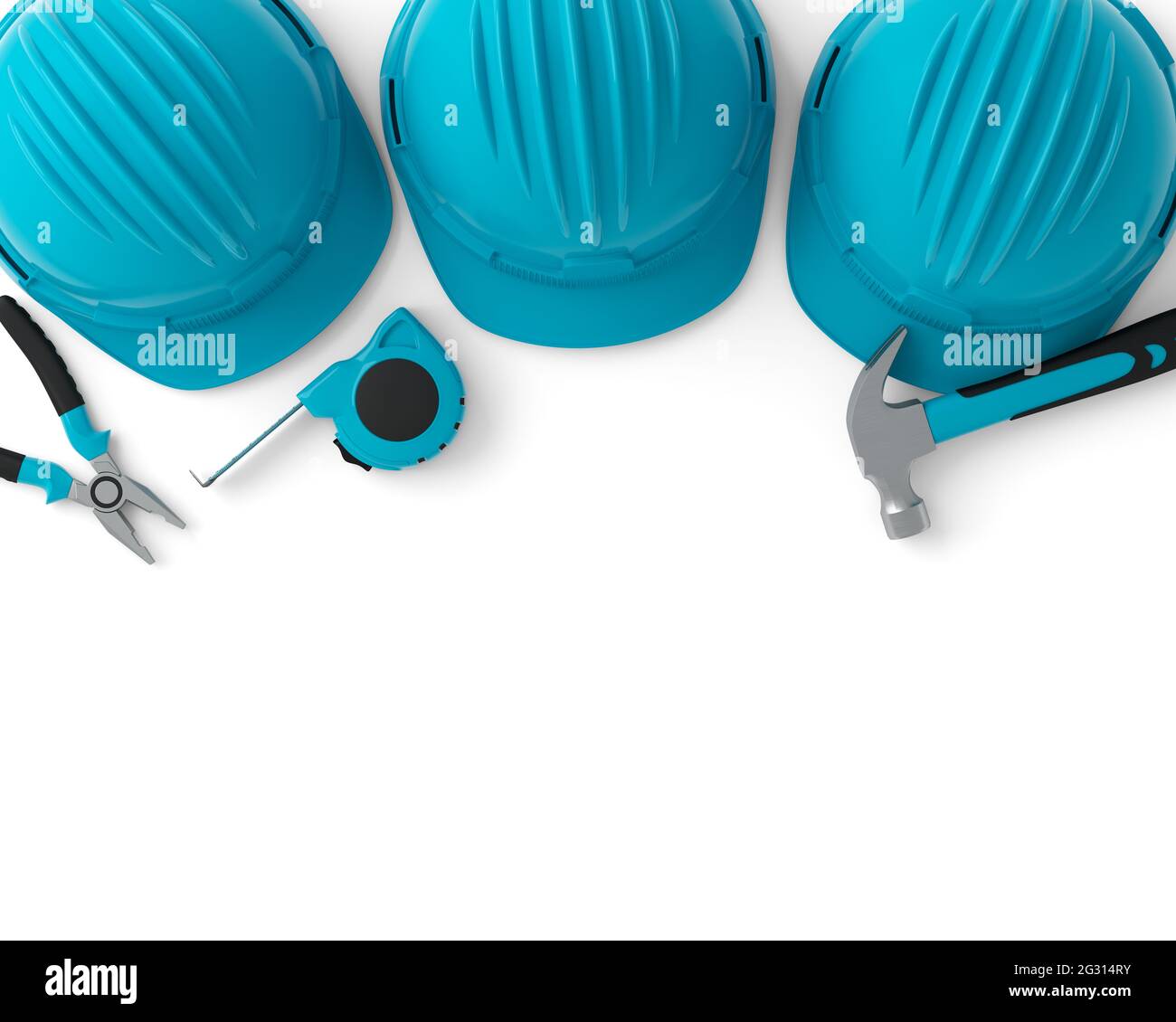Top view of green construction tools for repair and installation on ...
