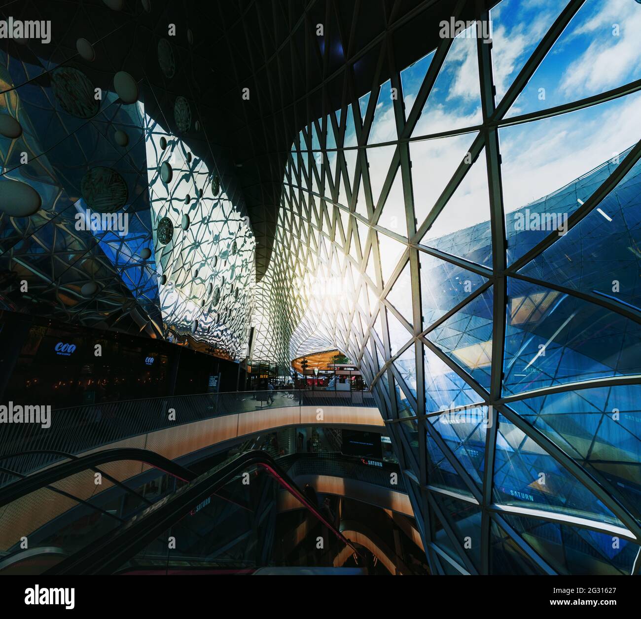 Interior of MyZeil shopping mall modern architecture - Frankfurt ...