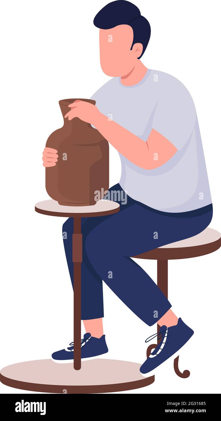 Man making pottery semi flat color vector character Stock Vector Image ...